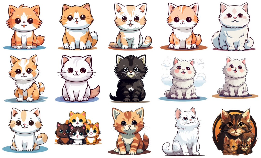 30 Images: Cat, Animal, Pet Clipart/png ONLY Bundle, Digital, Instant ...
