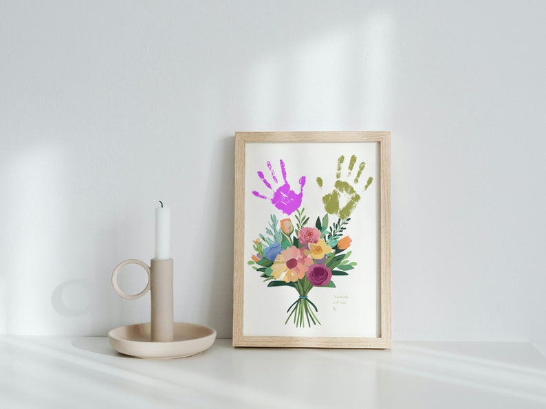 Mother's Day Craft Handprint Art Birthday Activity Floral Bouquet ...