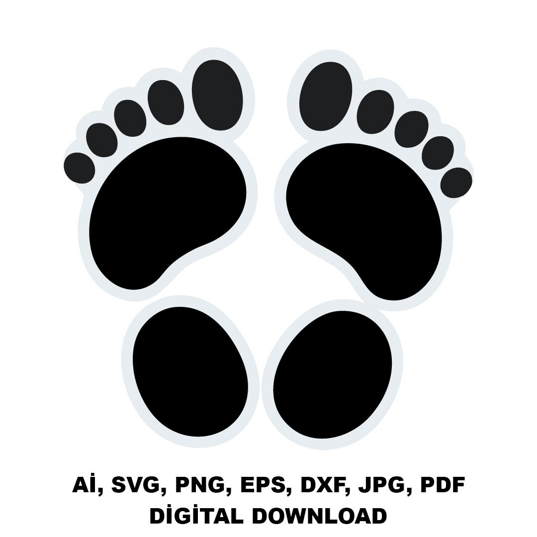 Child Footprint Drawing, Black Footprint, Footprint for Your T-shirts ...