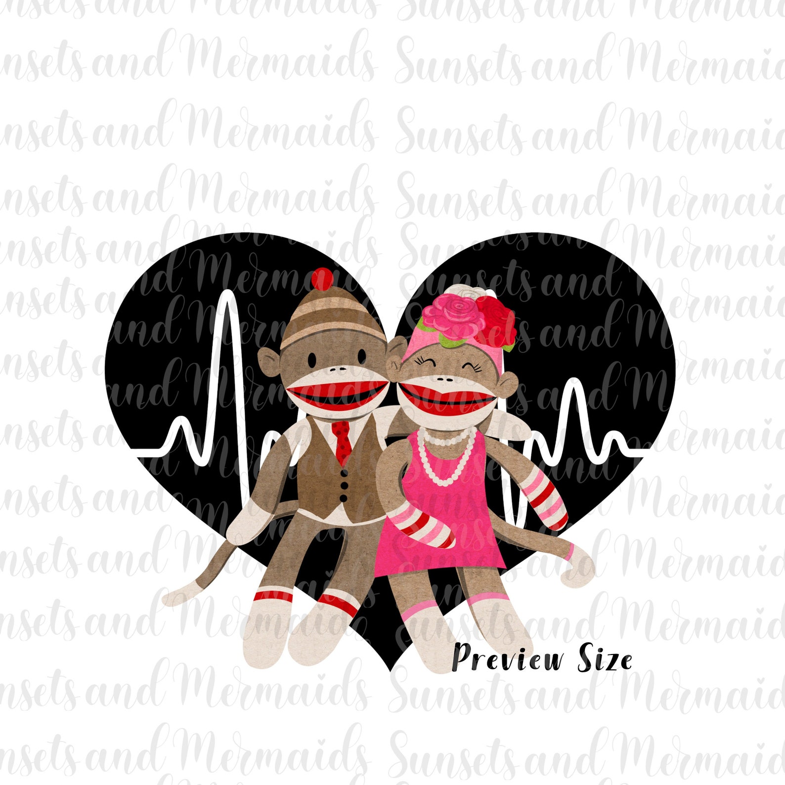 Sock Monkey PNG, Monkey Sublimation, Valentine Graphics, Printable ...