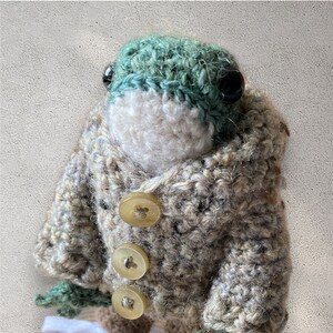 Frog in a Crochet Jacket, Trousers and Boots - Poseable Handmade Green ...