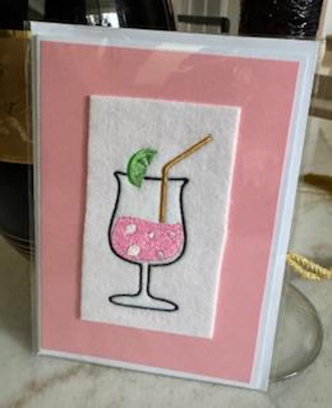 Embroidered Greeting Card - Wine Glass - Etsy
