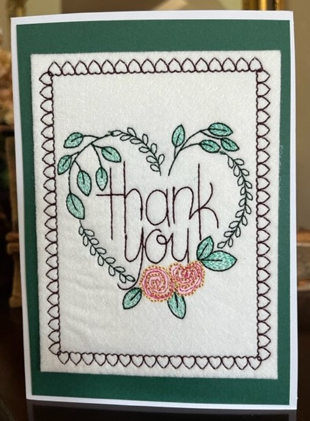 Embroidered Greeting Card - Thank You - Etsy
