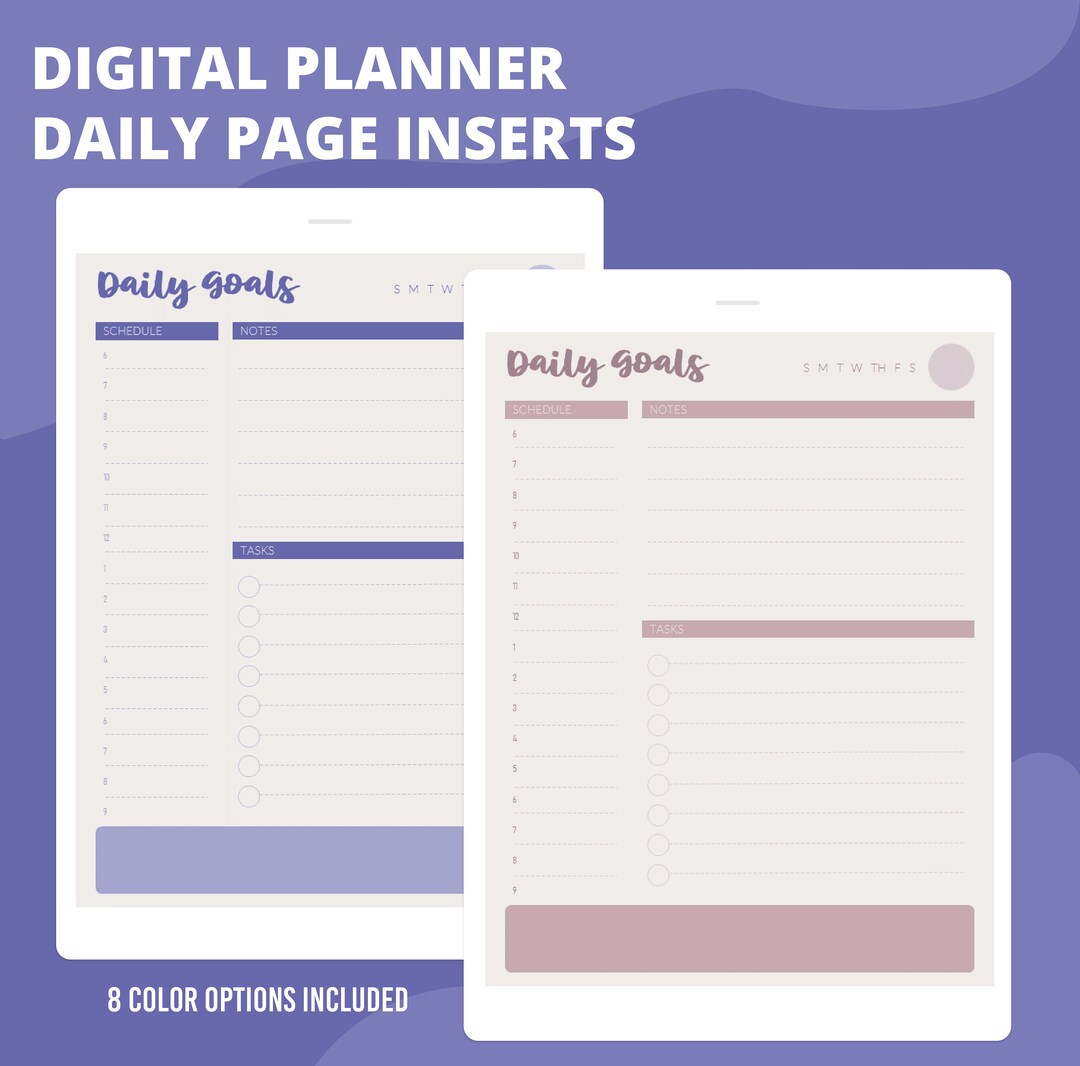 Daily Planning Inserts for Digital Notebook, Digital Planner or Digital ...
