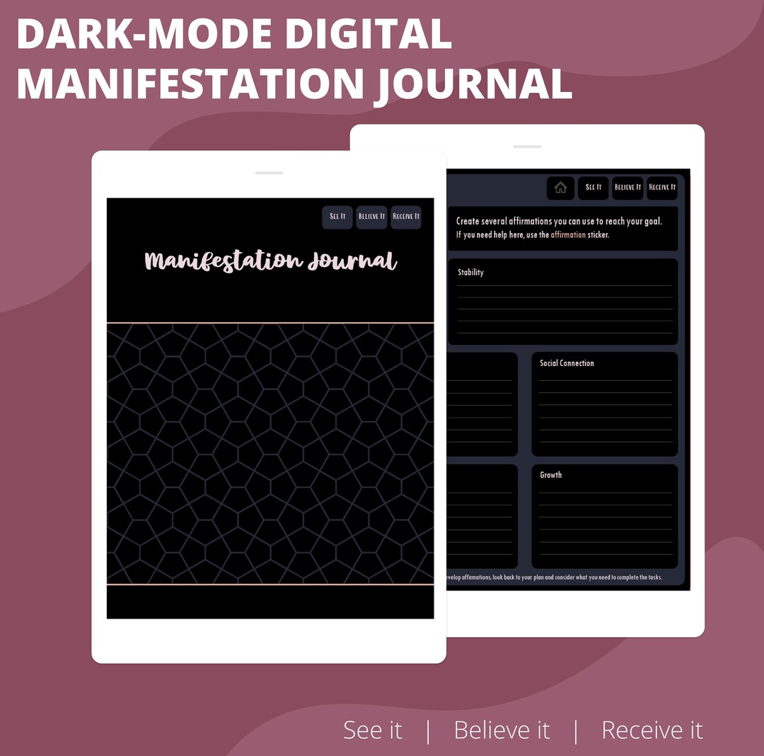 Digital Manifestation Journal | Vertical Portrait | Dark Mode ...