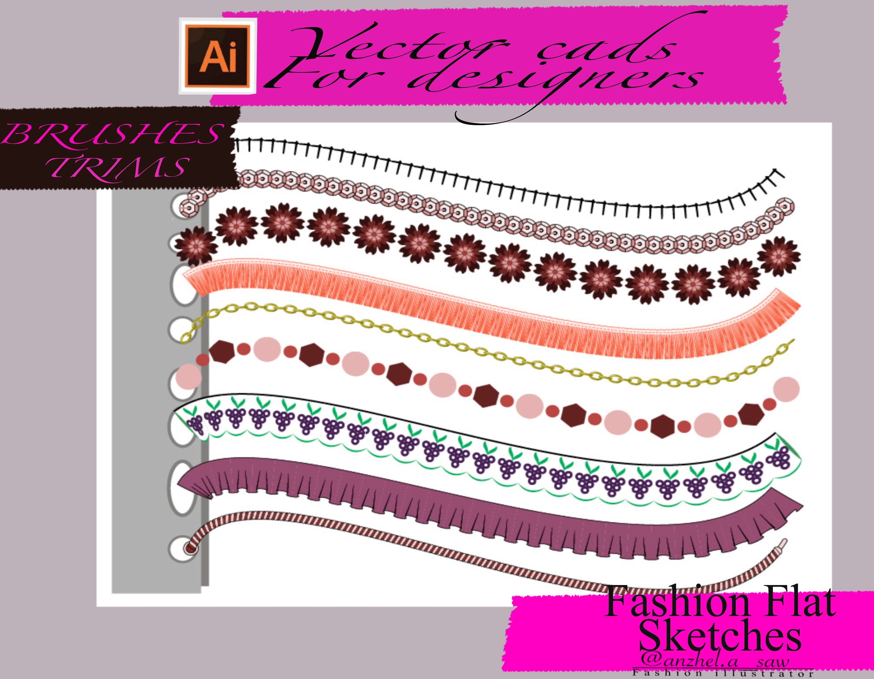 Vector Trim Brush Set | AI Trim Brushes | Sets of Ai Brushes ...