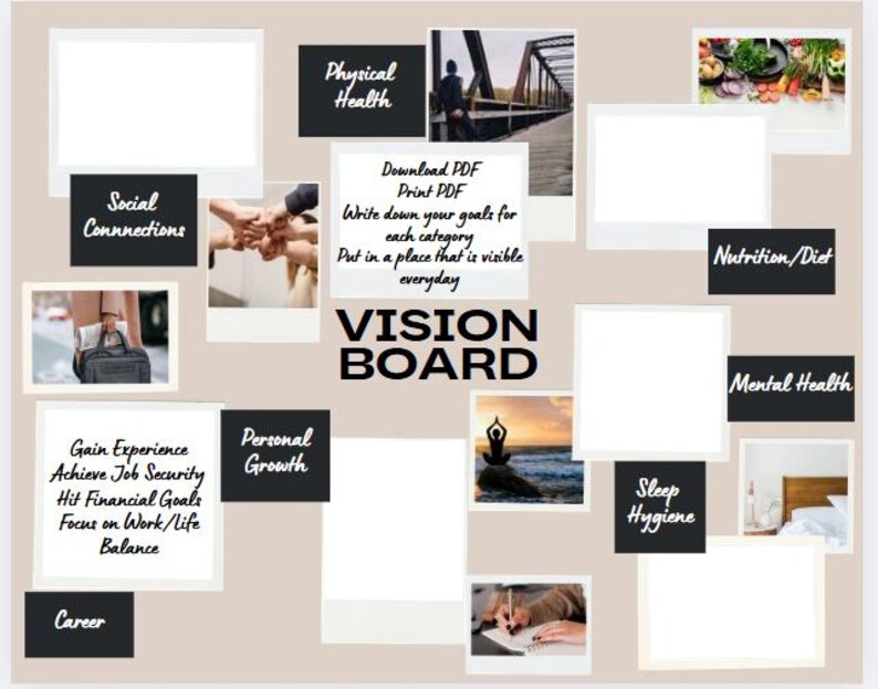Printable Lifestyle Vision Board: Fitness & Wellness - Etsy