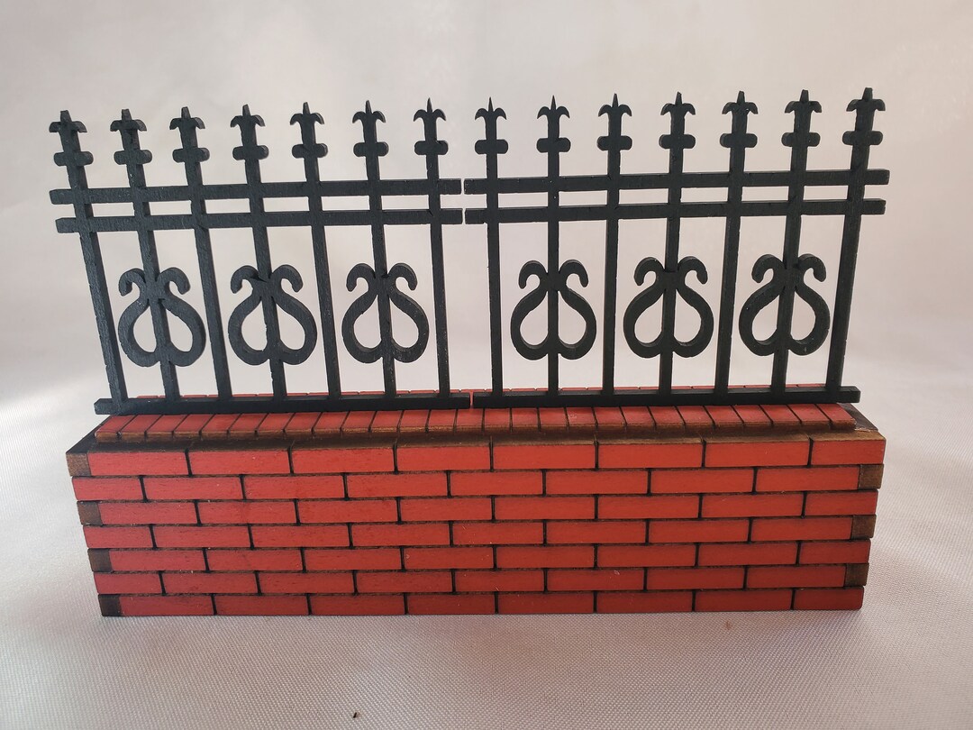 Long Brick Dollhouse Wall With Double S Fence Section - Etsy