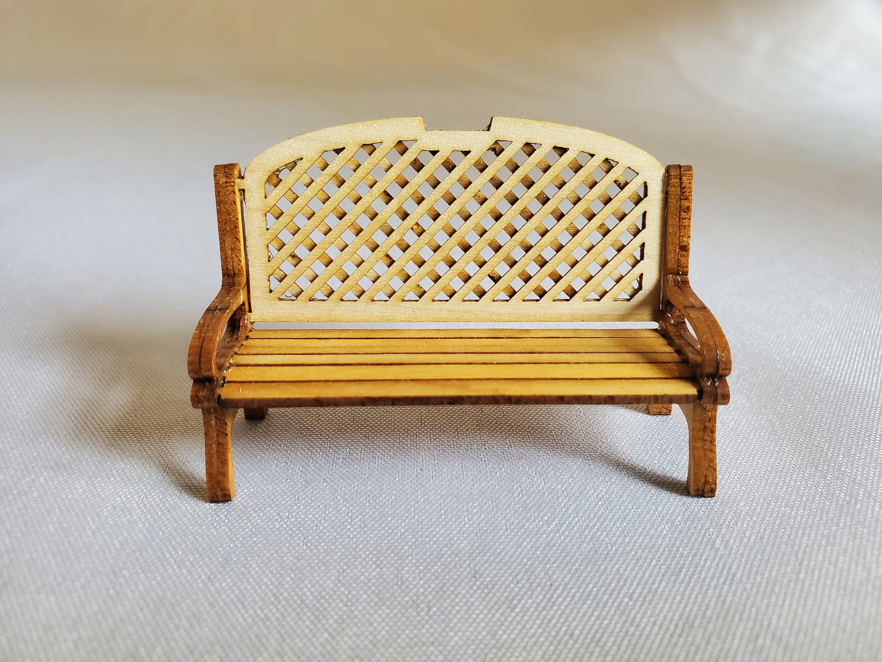 Half Scale Miniature Park Bench With Lattice - Etsy
