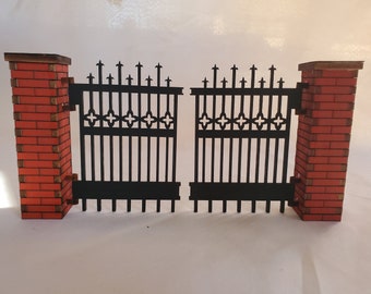 Dollhouse Miniature Double Gate With Brick Columns - Etsy
