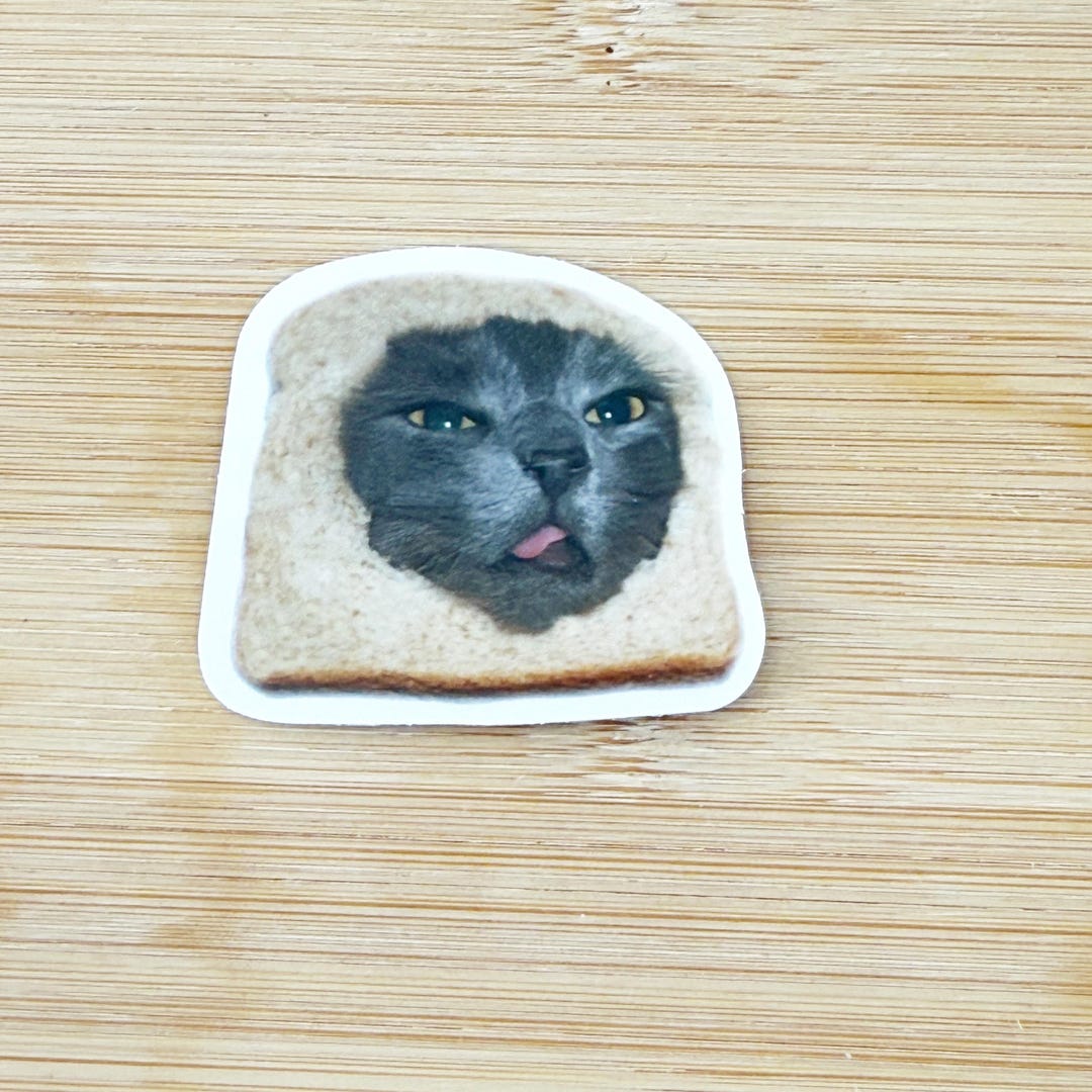Cat Bread Meme Sticker, Funny Cat Sticker, Funny Waterproof Sticker ...