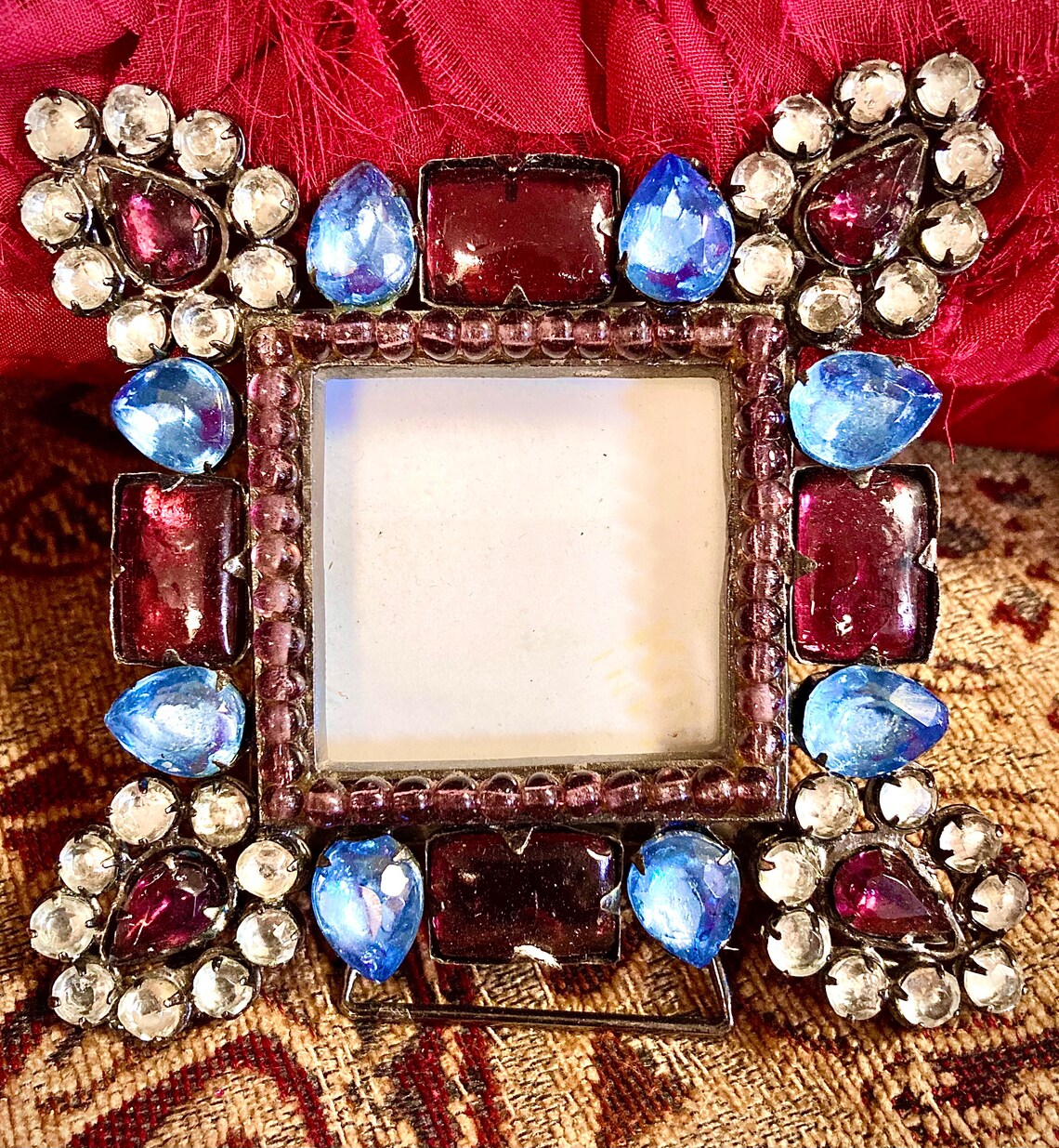 Antique Brass Jeweled Frame Little Photo Frame Faceted - Etsy