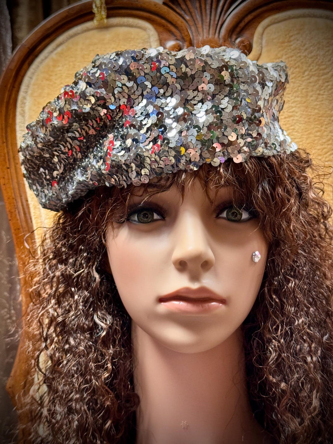 Silver Sequin Beret, Stretch Knit Hat, One Size - Etsy