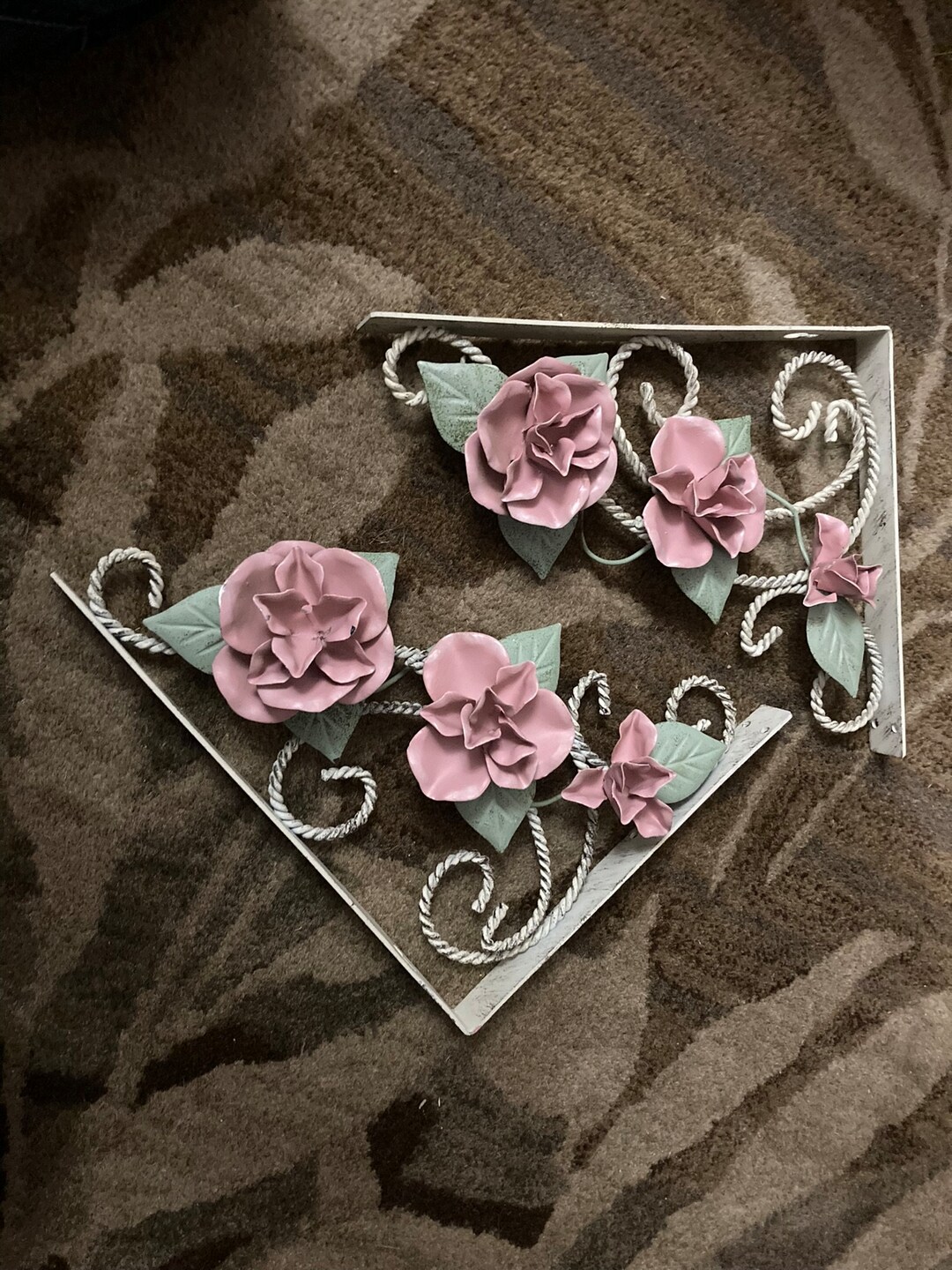 Metal Tole Rose Corner Brackets, Shelf Brackets, Pair of 2 - Etsy