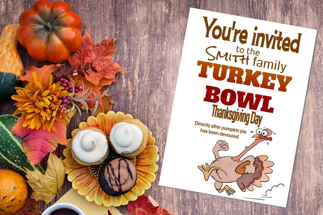 Thanksgiving Day Turkey Bowl 5x7 Invitation/ Instant Download ...
