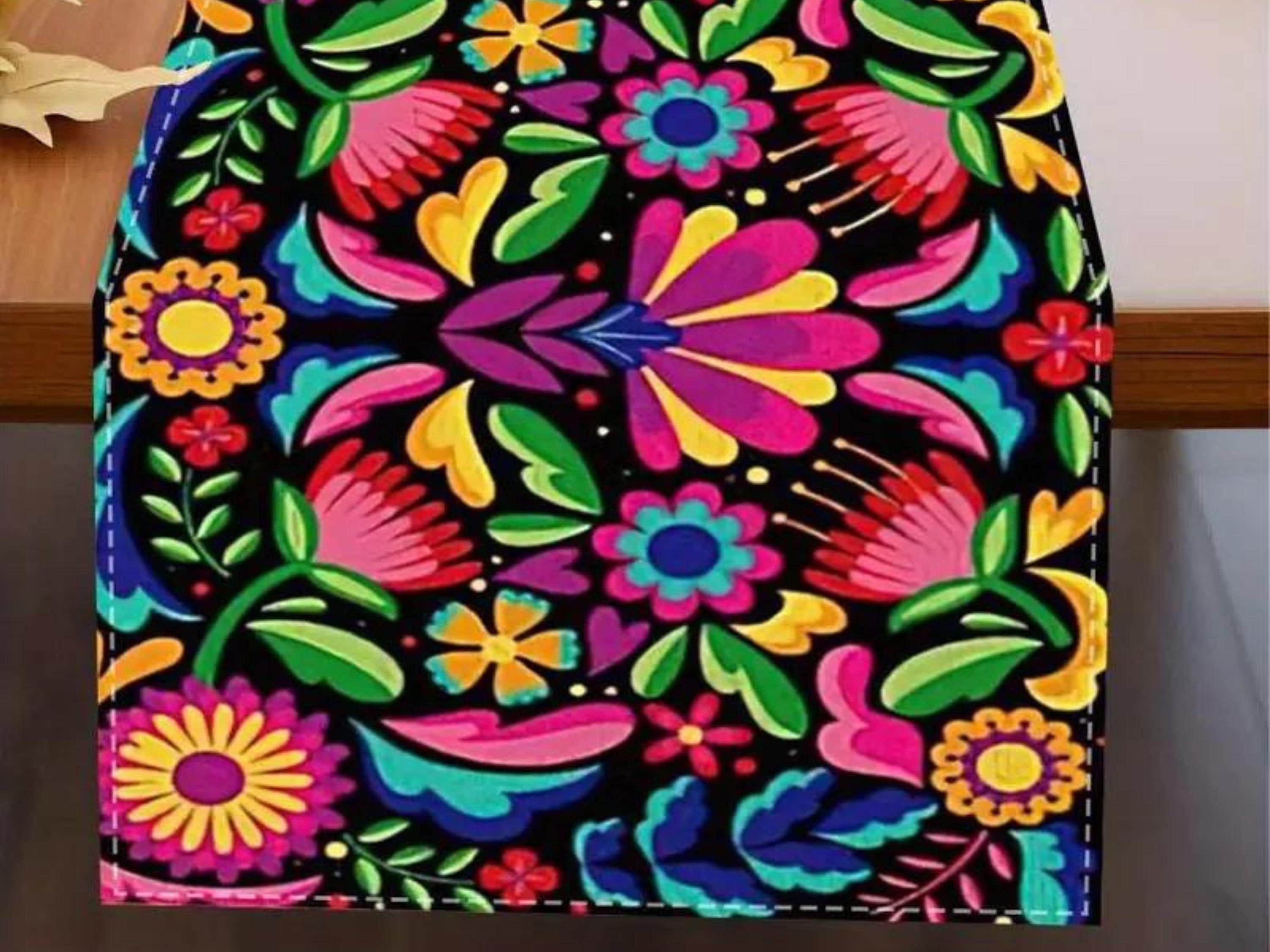 Mexican Linen Table Runner, for Dia De Los Muertos, Cinco De Mayo,party ...
