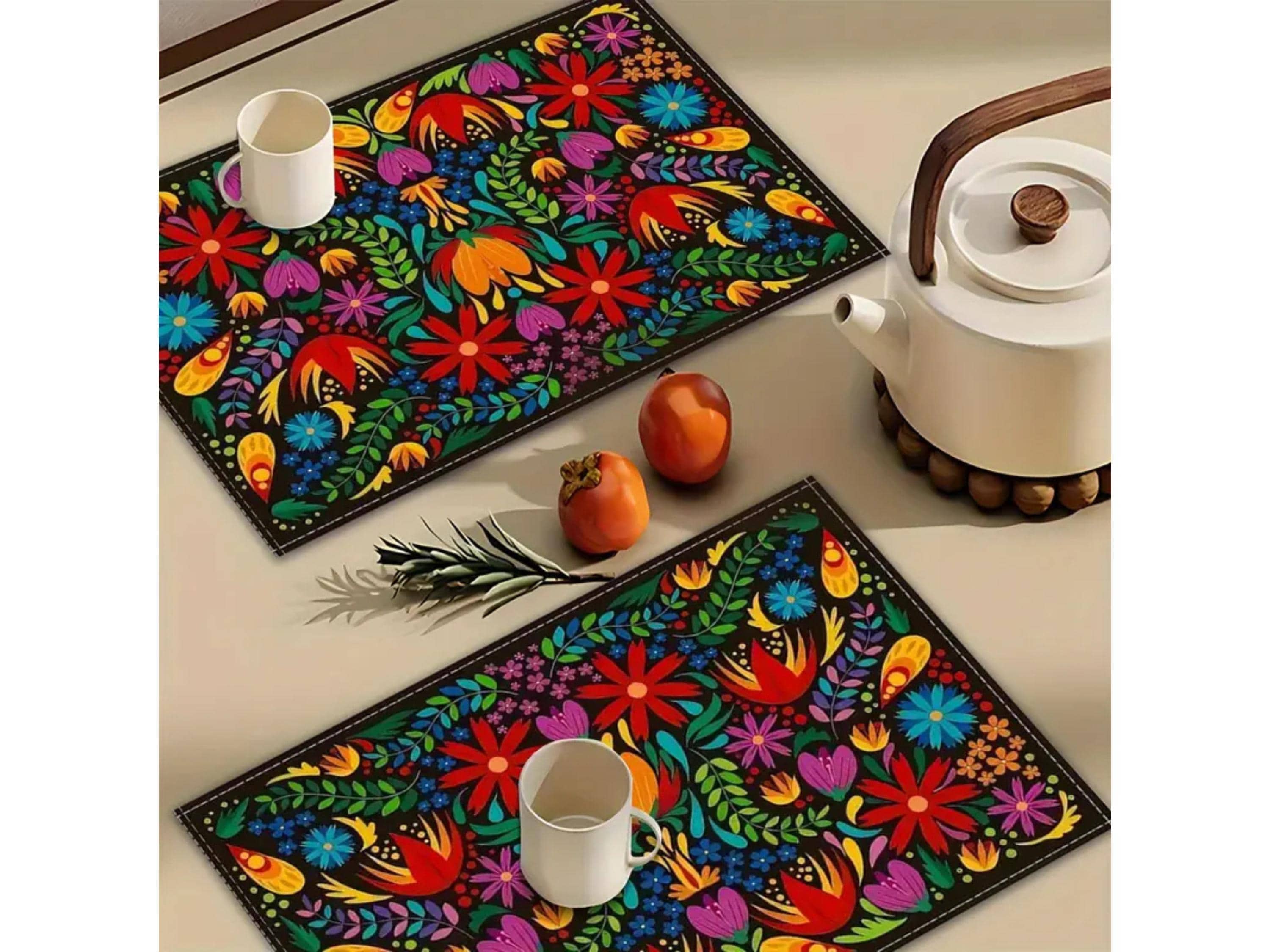 Placemats-4 Pack, Soft Fabric, Mexican Floral Placemats for Dining ...
