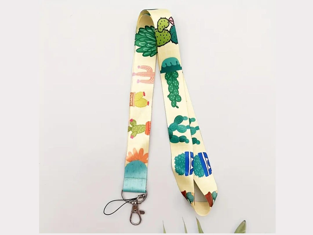 Lanyard With Swivel Clasp, Cactus Print ID Badge Holder, Office ...