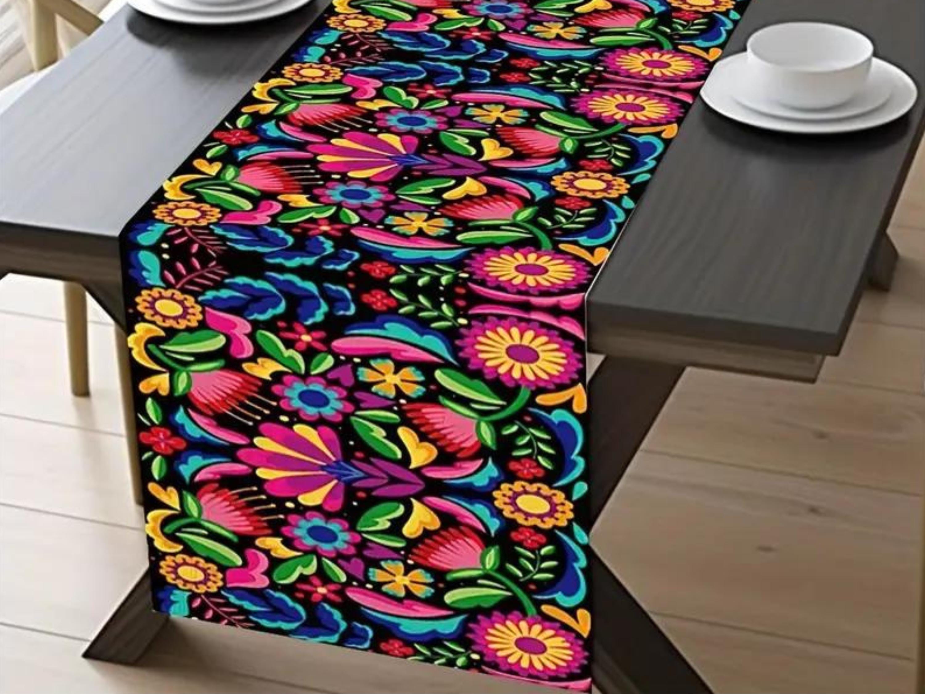 Mexican Linen Table Runner, for Dia De Los Muertos, Cinco De Mayo,party ...