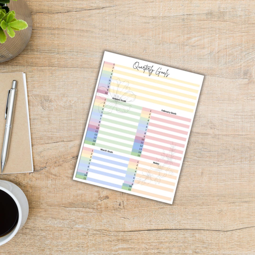 Quarterly Goal Planner Printable Pages | Digital Goal Planner | Goal ...
