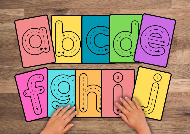 Traceable Lowercase ABC Flashcards Color Printable Kids Rainbow Colors ...