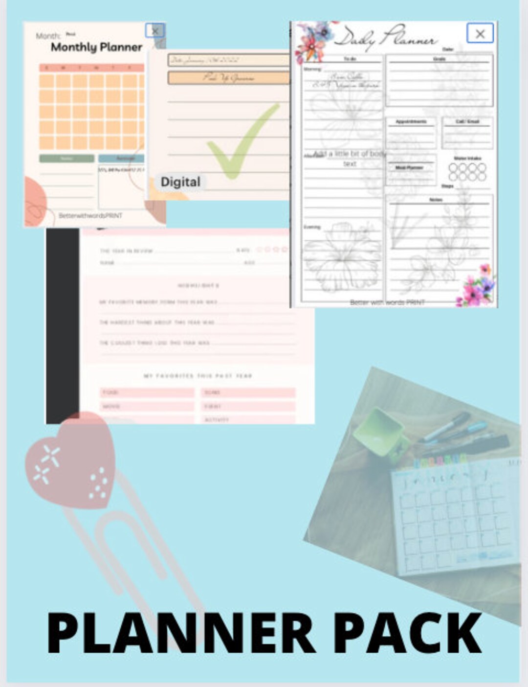 Planner Pack High Resolution PDF Bundle Daily Weekly - Etsy