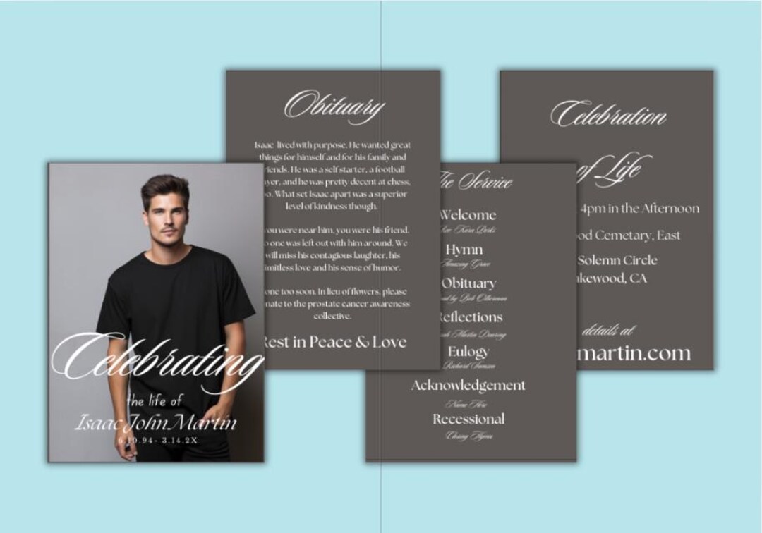 Simple Photo Funeral Program Template | Funeral Service Brochure ...