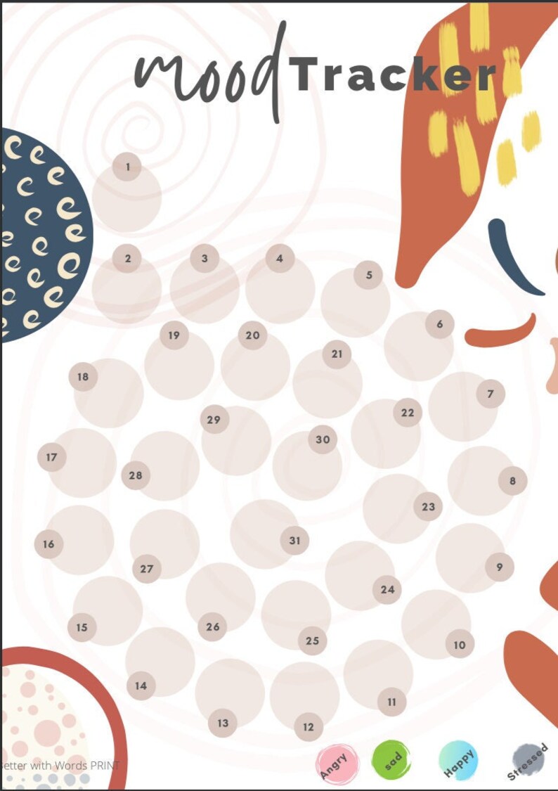 Mood Tracker Planner Page Printable PDF High Resolution - Etsy