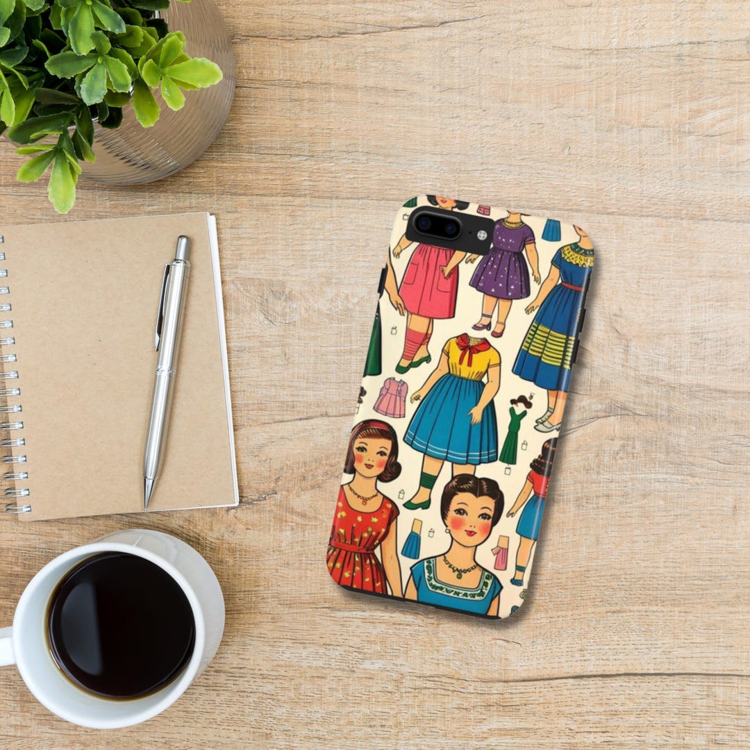 Paper Doll Theme Tough Phone Case, Cute Cartoon Design, Protective ...