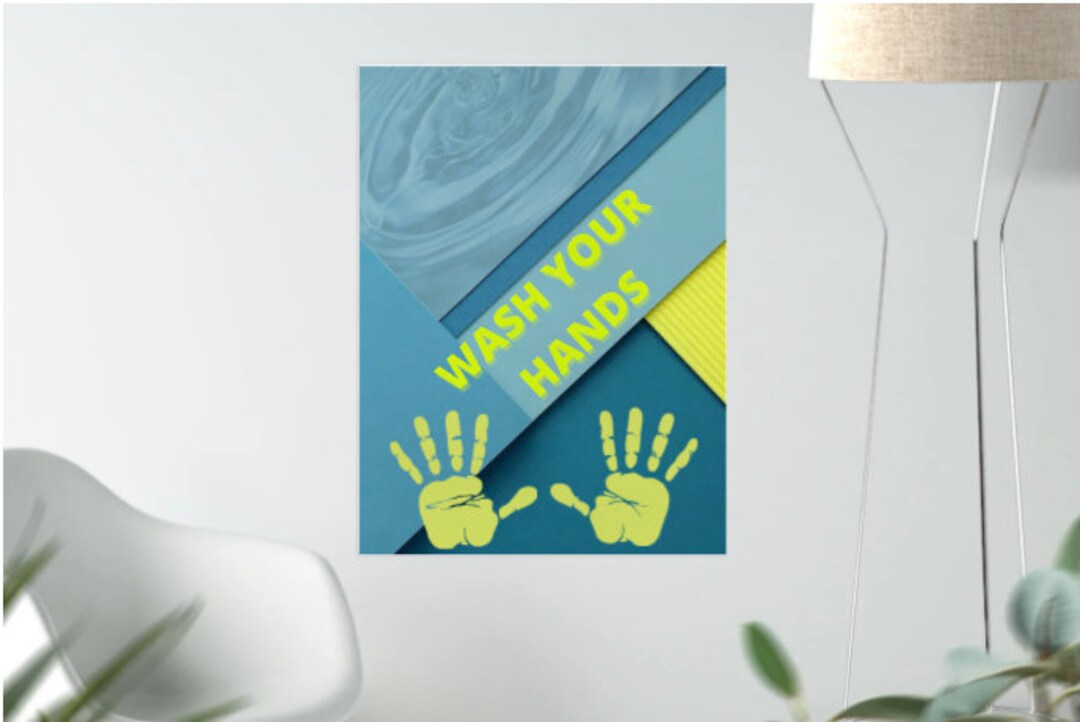 Wash Your Hands Gloss Poster, Bathroom Wall Art, Hygiene Reminder ...