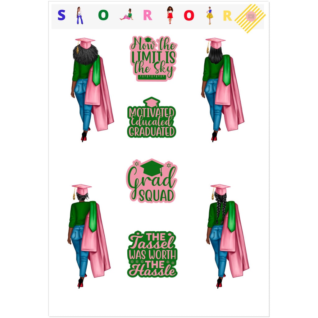 Pink and Green Graduate Kiss Cut Stickers 1908 Stickers Gift - Etsy