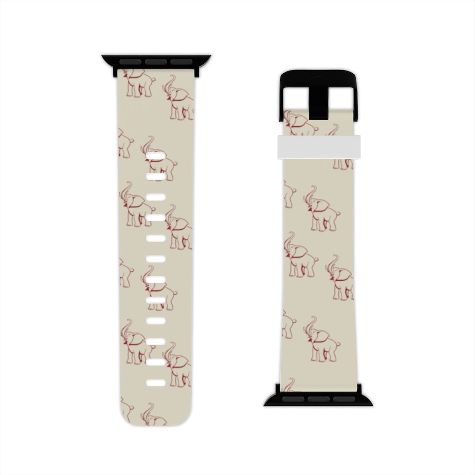 Crimson and Cream Elephant Watch Band for Apple Watch, Inspired by ...
