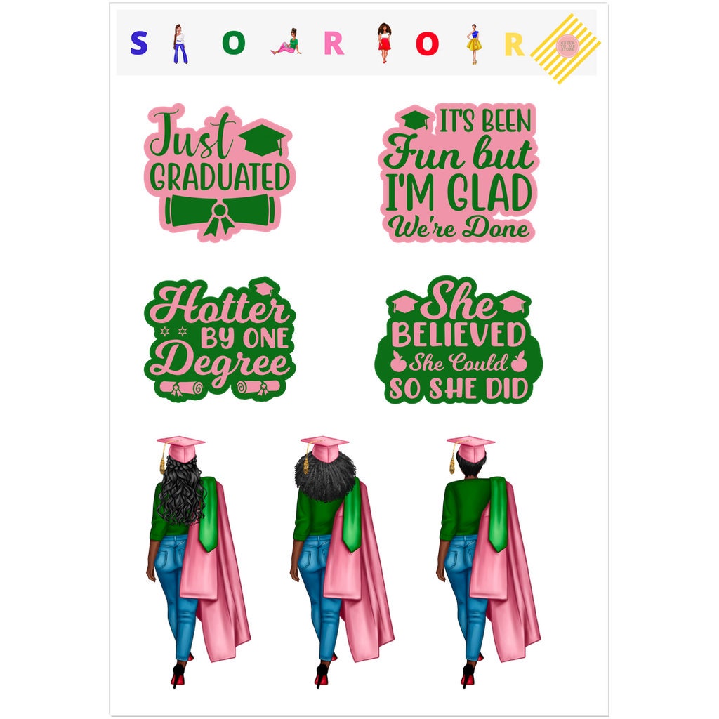 Pink and Green Graduate Kiss Cut Stickers 1908 Stickers Gift - Etsy
