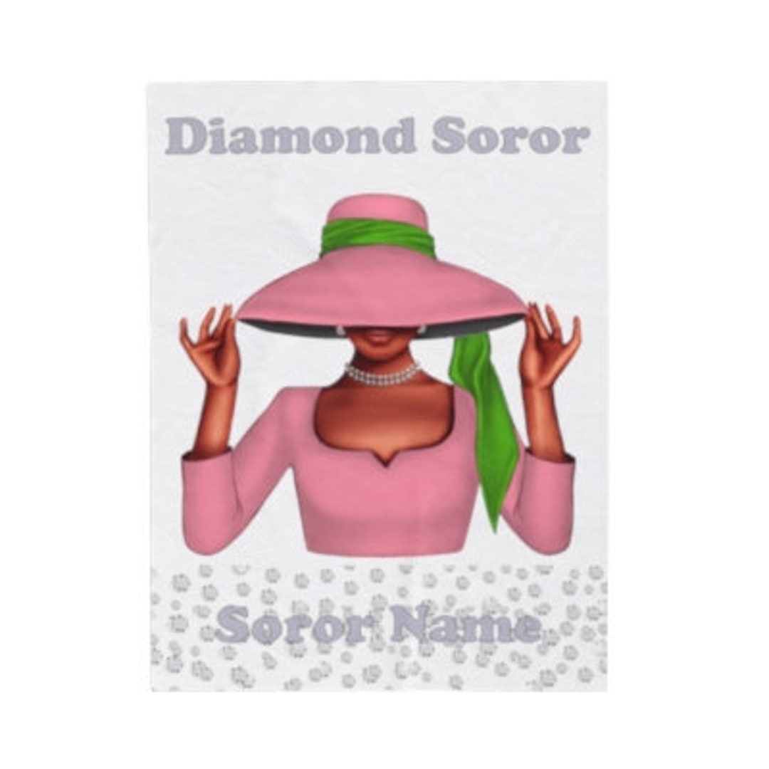 Pink and Green Diamond Soror Velveteen Plush Blanket Inspired by Alpha ...