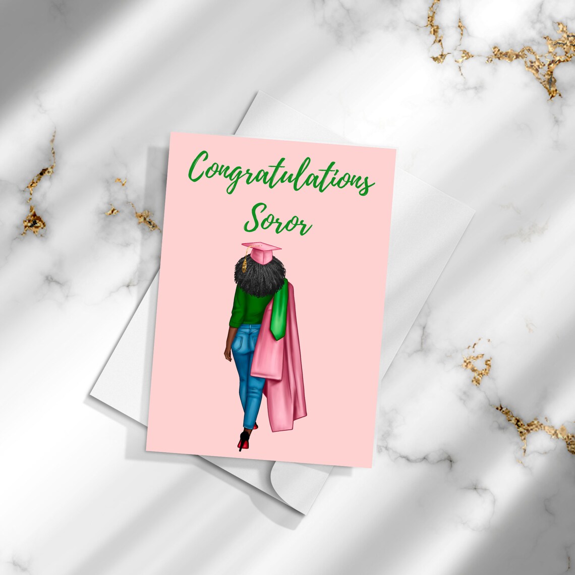 Pink and Green Graduation Card Congratulations Soror Alpha - Etsy