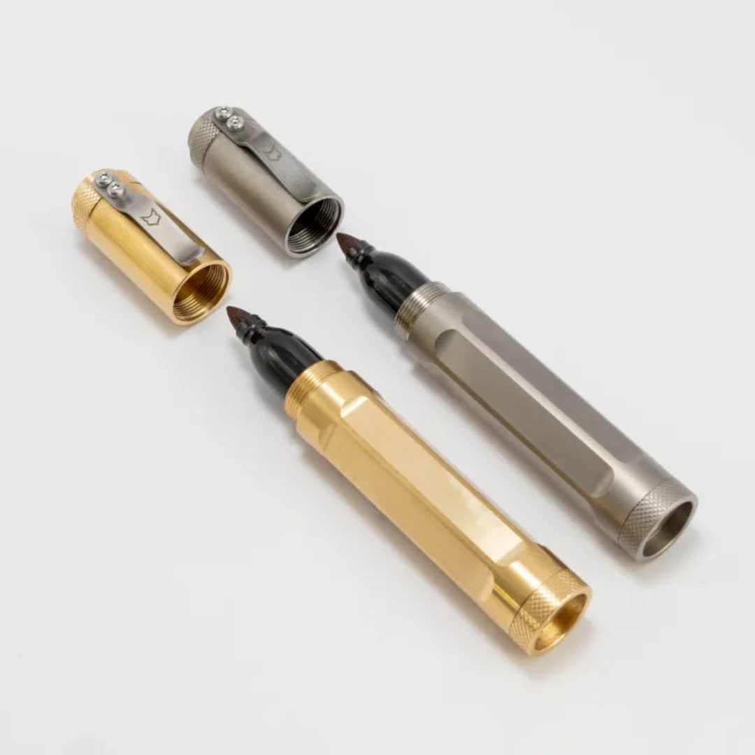 Sharpie Caddy Combo Brass & Titanium Sharpie Mini Case Magnetic Writing ...