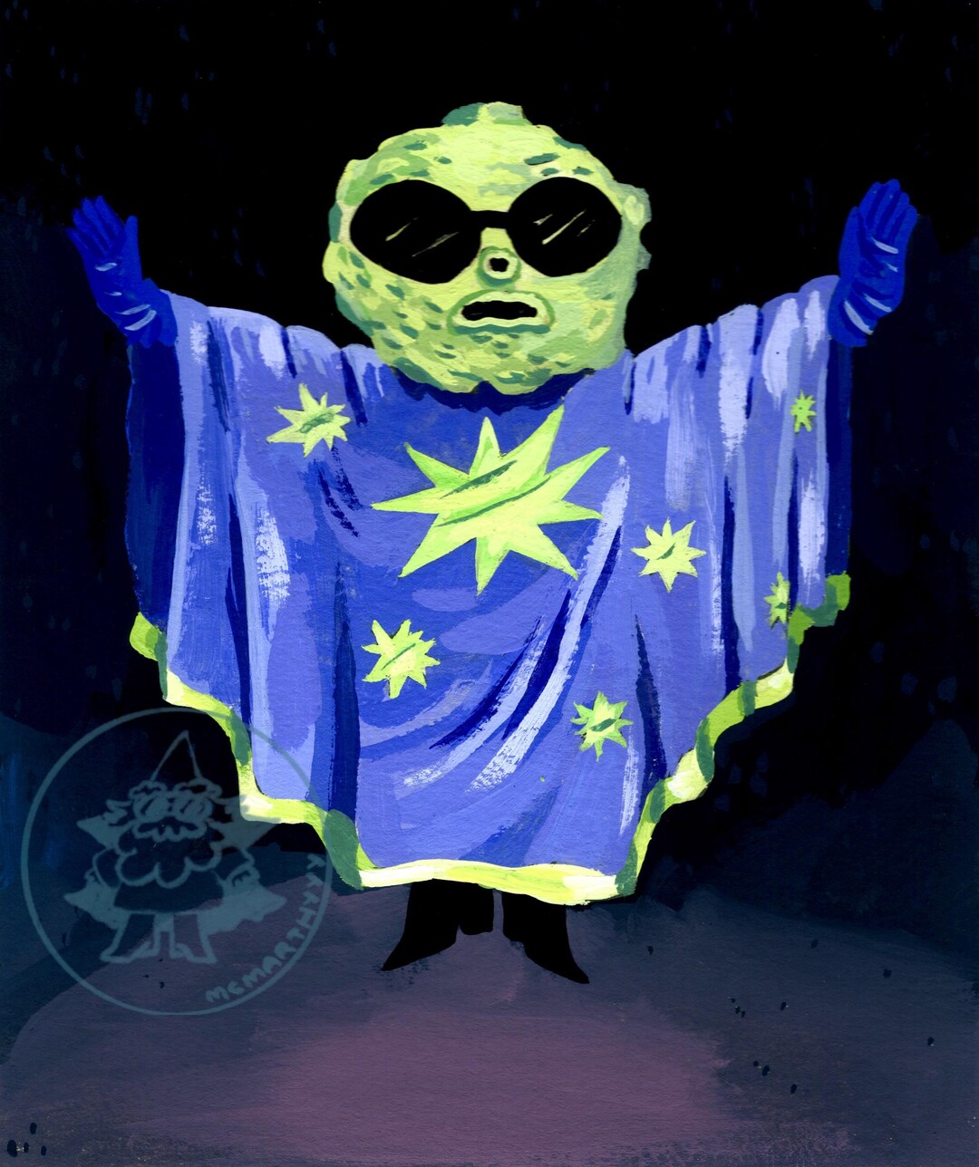 Moon Goon Handpainted Illustration - Etsy