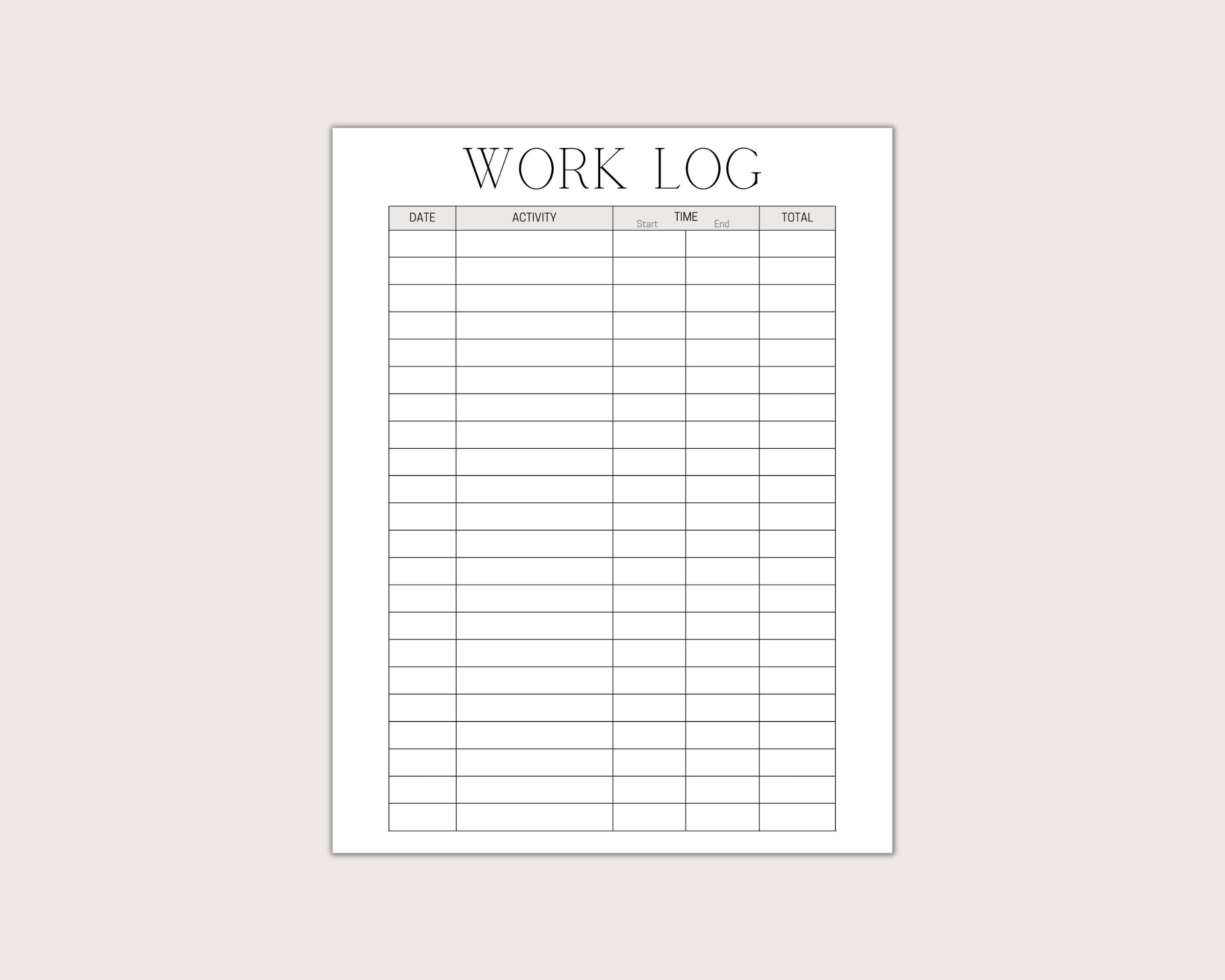 Time Log Work Log Work Tracker Job Tracker Time Tracker Project Time ...