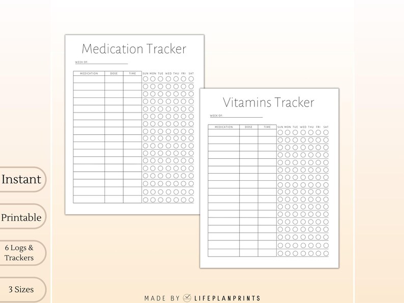 Printable Health Logs Pack | Blood Pressure Log | Blood Sugar Log ...