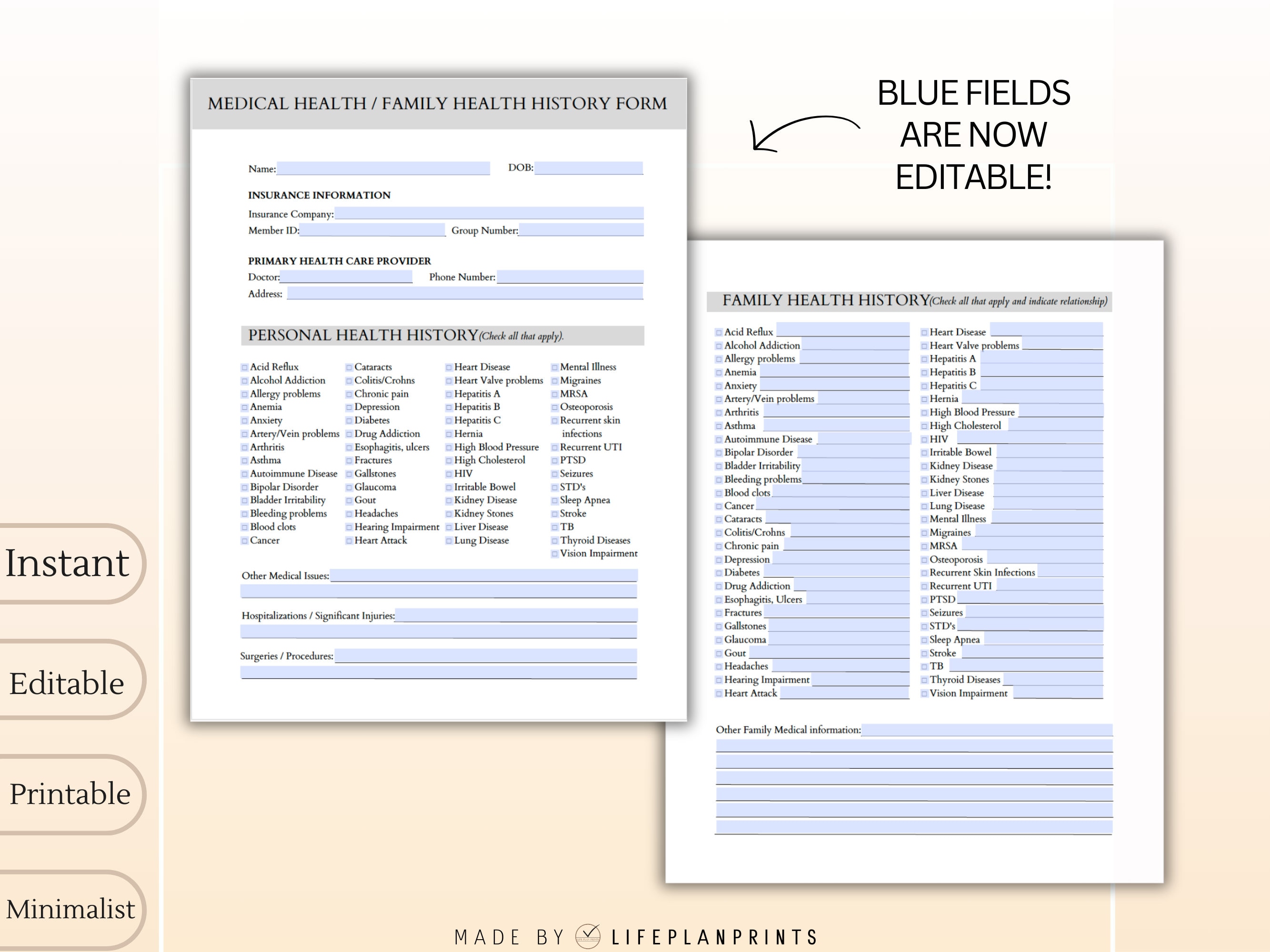 Medical History Form | Family Medical History Form | Family Health ...