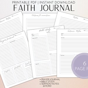 Faith Journal Printable Bible Study Sheets Sermon Notes - Etsy