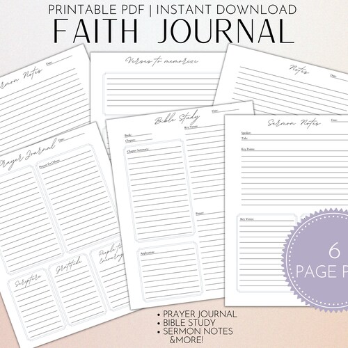 Faith Journal Printable Bible Study Sheets Sermon Notes - Etsy