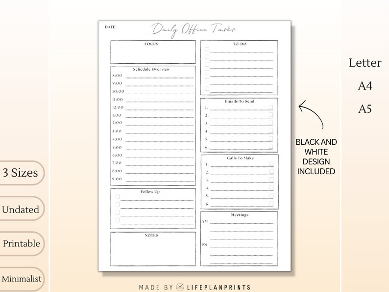 Daily Office Tasks | Office Planner | Work Planner | Office To-do ...