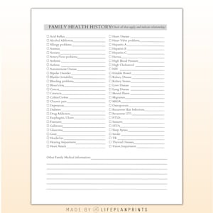 Medical History Form | Family Medical History Form | Family Health ...