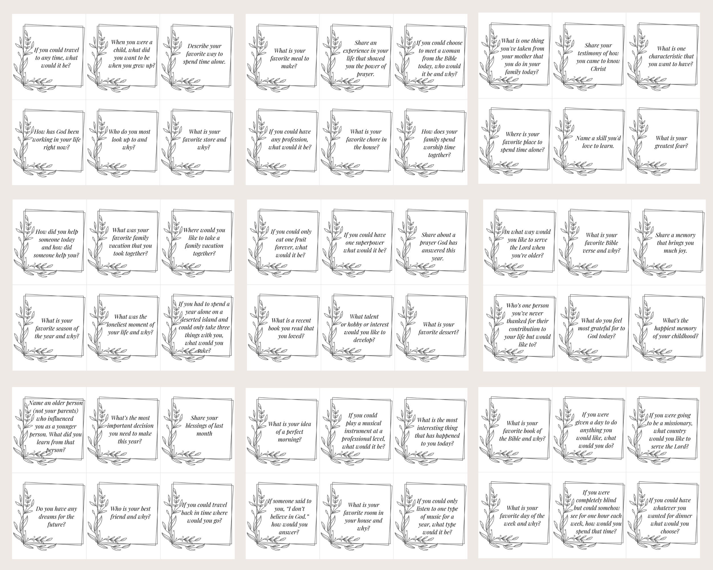 Printable Ladies Faith Based Conversation Starters - Etsy