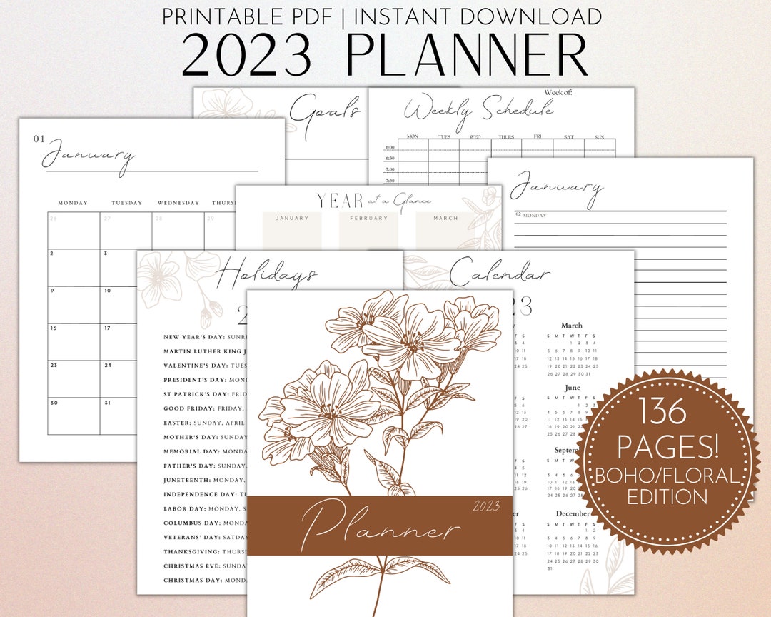 Printable 2023 Planner Bundle Monthly Planner Weekly Planner Dated ...