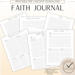 Faith Journal | Printable Bible Study Sheets | Sermon Notes | Prayer ...