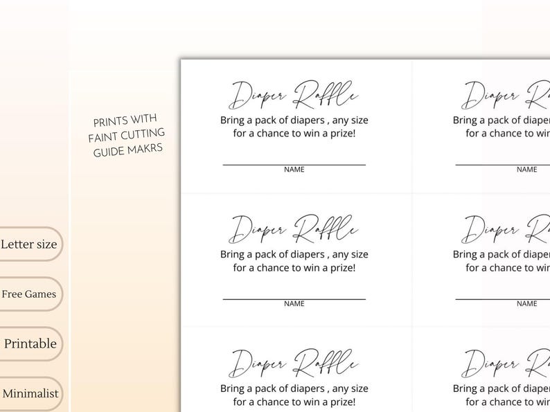 Printable Diaper Raffle Tickets | Baby Shower Games | Minimalist Baby ...