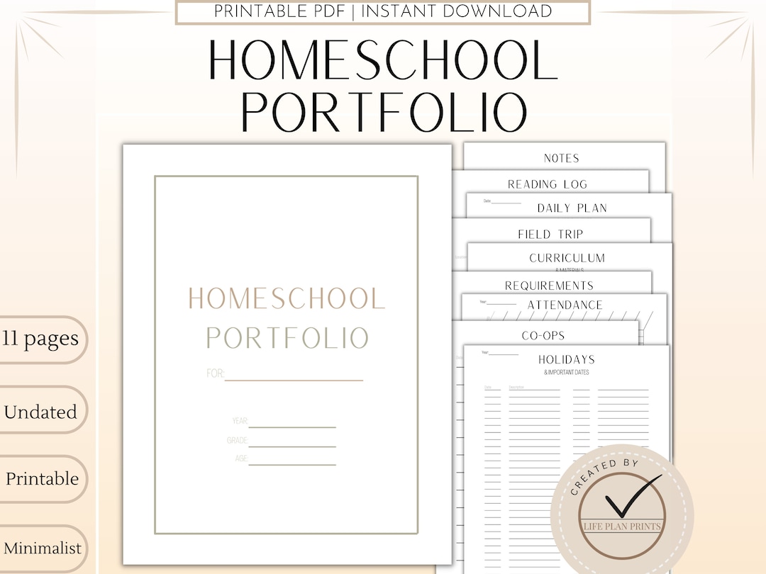 Printable Homeschool Portfolio Binder Pages | Portfolio | Homeschool ...