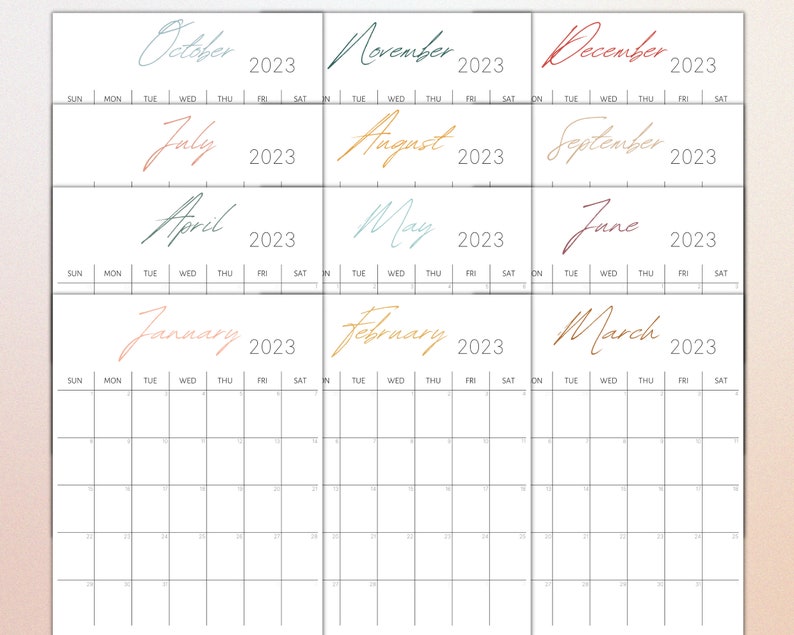 Printable 2022-2023-2024 Calendar Bundle Monthly Calendar Monthly ...